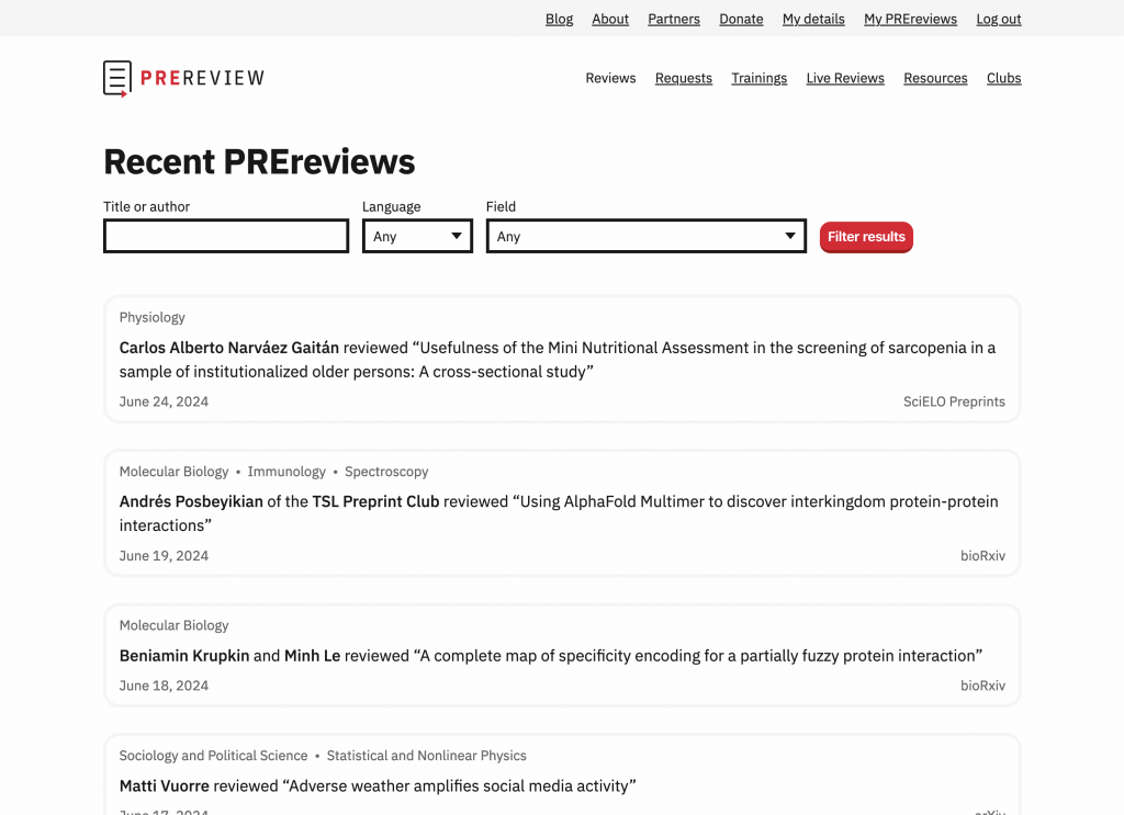 PREreview – ReimagineReview